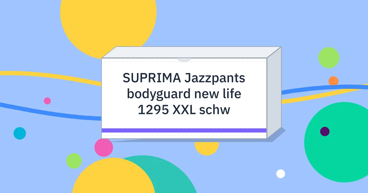 Symbolbild: Packung mit der Aufschrift SUPRIMA Jazzpants bodyguard new life 1295 XXL schw (PZN 18401277) – Verfügbarkeit und Bezug in Apotheken in Frankfurt am Main