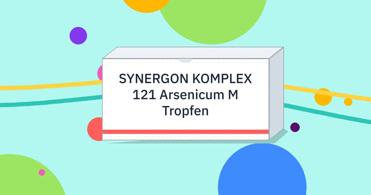 Symbolbild: Packung mit der Aufschrift SYNERGON KOMPLEX 121 Arsenicum M Tropfen (PZN 20357017) – Verfügbarkeit und Bezug in Apotheken in Frankfurt am Main