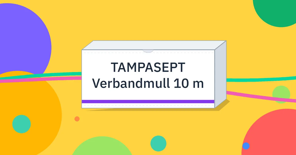Symbolbild: Packung mit der Aufschrift TAMPASEPT Verbandmull 10 m (PZN 06188743) – Verfügbarkeit und Bezug in Apotheken in Frankfurt am Main
