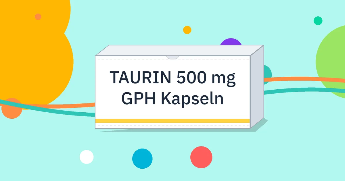 Symbolbild: Packung mit der Aufschrift TAURIN 500 mg GPH Kapseln (PZN 09918739) – Verfügbarkeit und Bezug in Apotheken in Frankfurt am Main