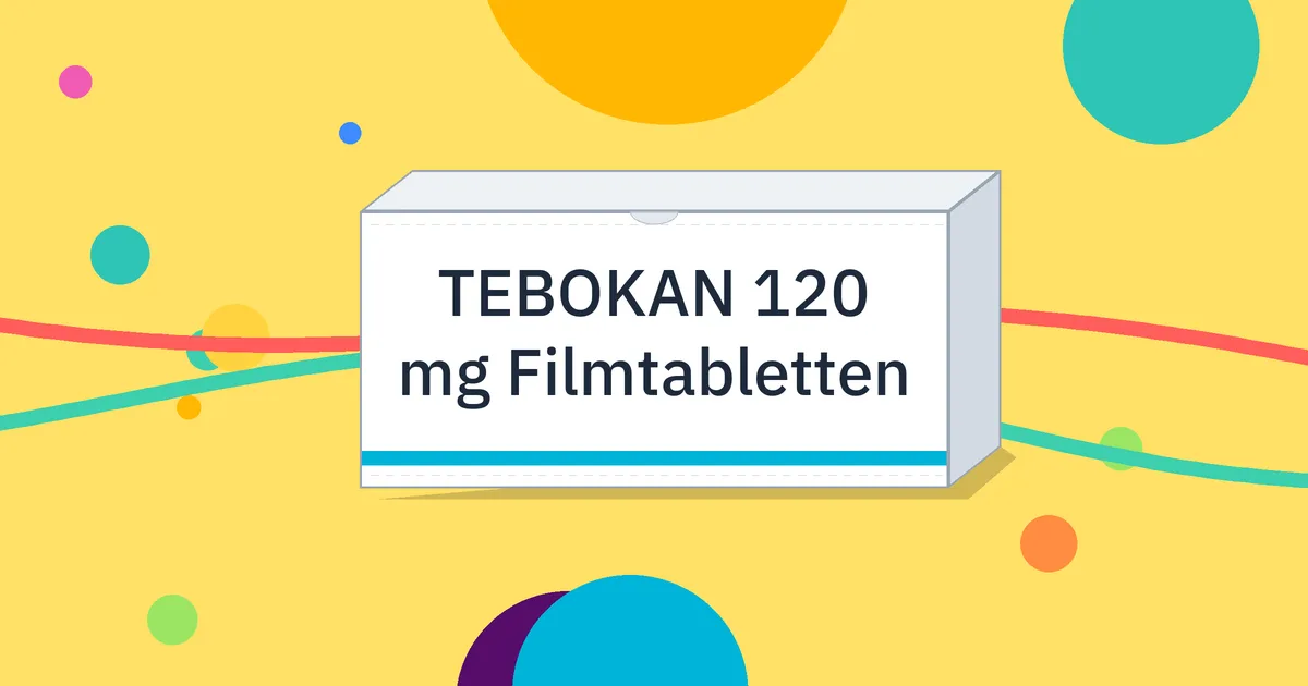 Symbolbild: Packung mit der Aufschrift TEBOKAN 120 mg Filmtabletten (PZN 13753161) – Verfügbarkeit und Bezug in Apotheken in Frankfurt am Main