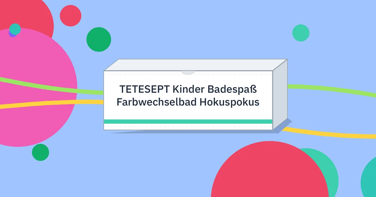 Symbolbild: Packung mit der Aufschrift TETESEPT Kinder Badespaß Farbwechselbad Hokuspokus (PZN 16737731) – Verfügbarkeit und Bezug in Apotheken in Frankfurt am Main