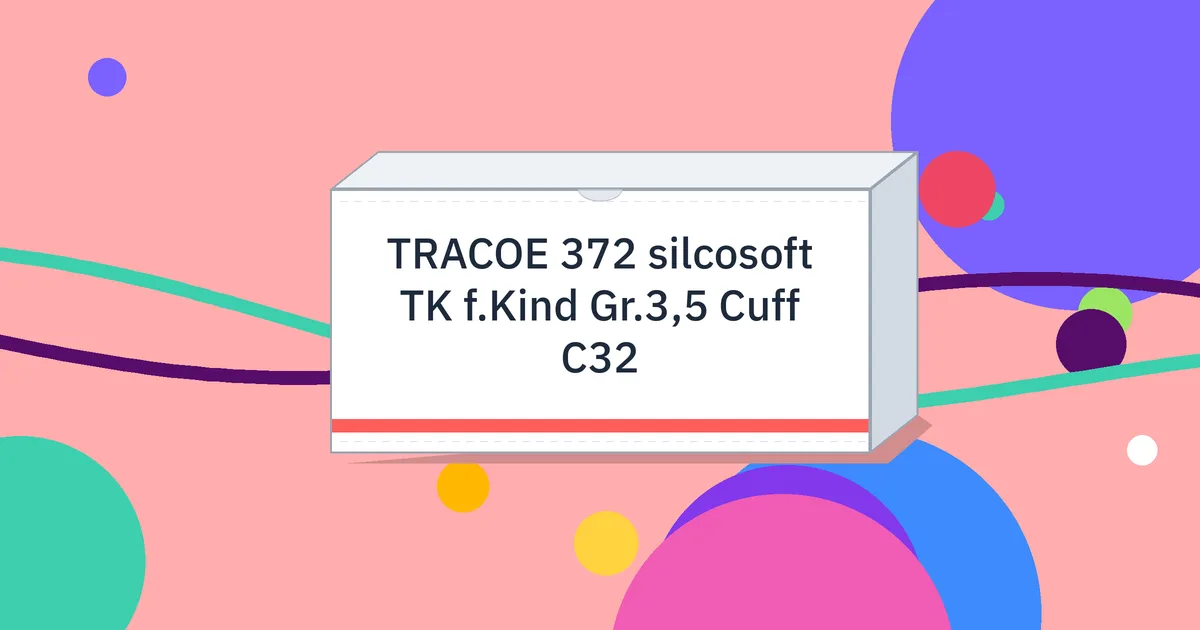 Symbolbild: Packung mit der Aufschrift TRACOE 372 silcosoft TK f.Kind Gr.3,5 Cuff C32 (PZN 14316126) – Verfügbarkeit und Bezug in Apotheken in Frankfurt am Main