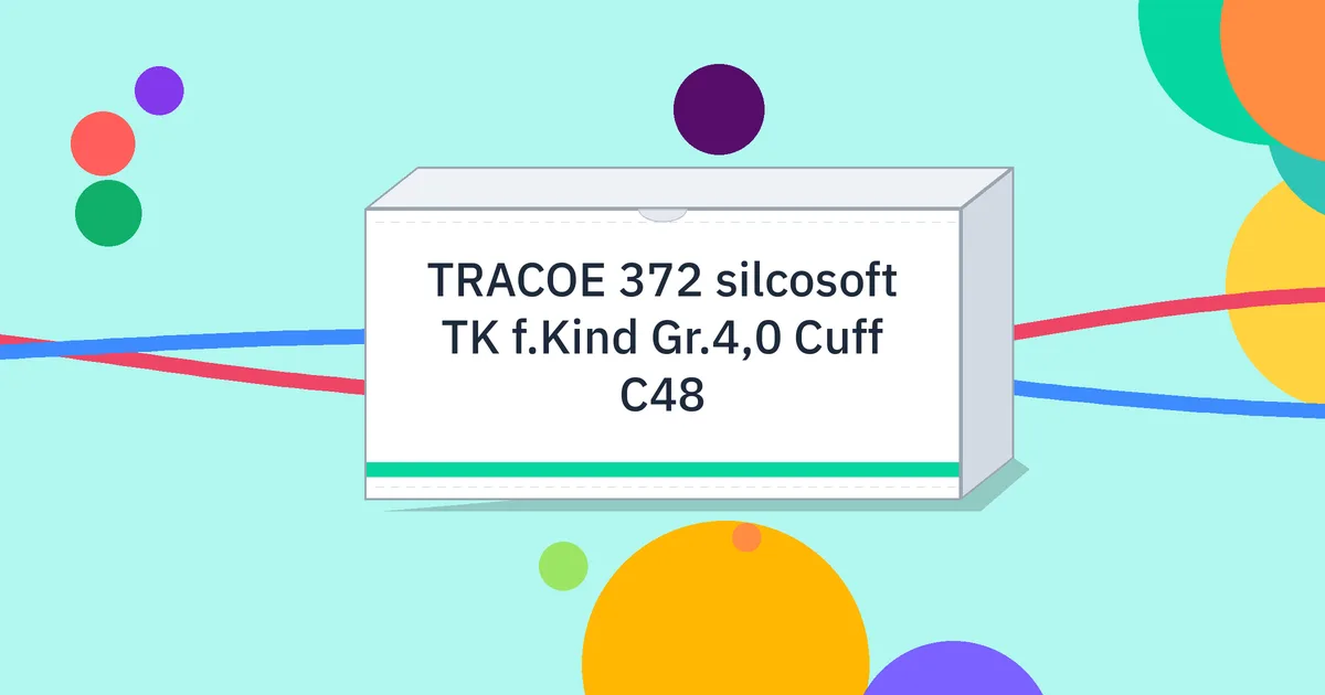 Symbolbild: Packung mit der Aufschrift TRACOE 372 silcosoft TK f.Kind Gr.4,0 Cuff C48 (PZN 14316327) – Verfügbarkeit und Bezug in Apotheken in Frankfurt am Main