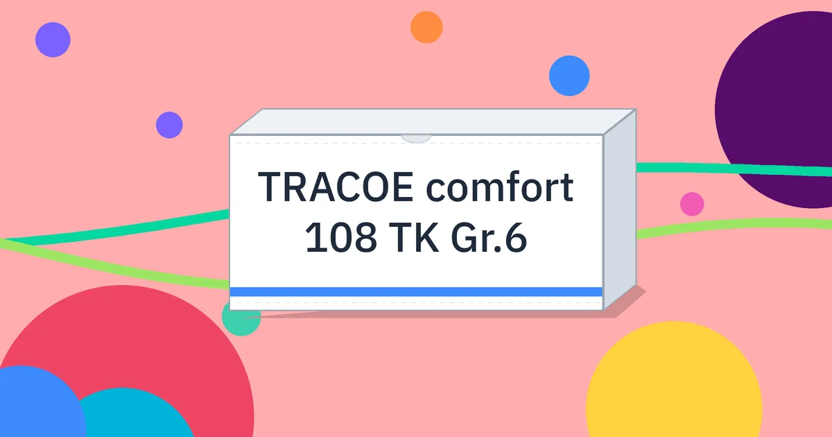 Symbolbild: Packung mit der Aufschrift TRACOE comfort 108 TK Gr.6 (PZN 10750386) – Verfügbarkeit und Bezug in Apotheken in Frankfurt am Main