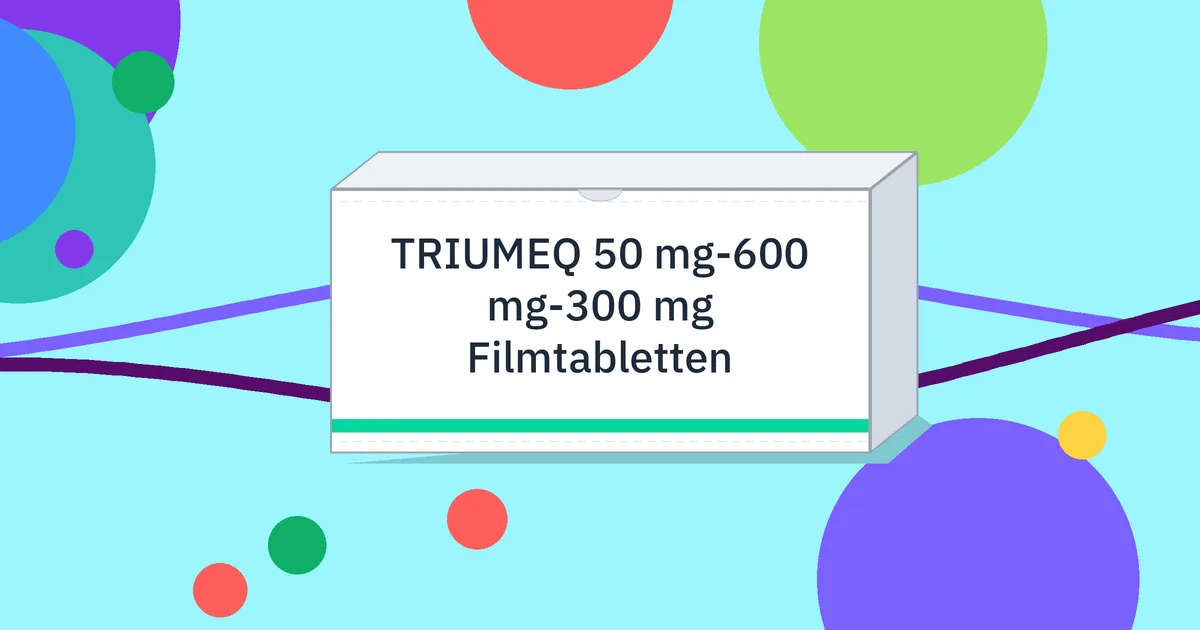 Symbolbild: Packung mit der Aufschrift TRIUMEQ 50 mg-600 mg-300 mg Filmtabletten (PZN 11151469) – Verfügbarkeit und Bezug in Apotheken in Frankfurt am Main