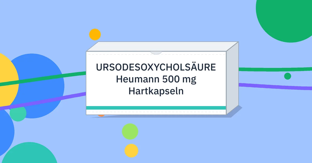 Symbolbild: Packung mit der Aufschrift URSODESOXYCHOLSÄURE Heumann 500 mg Hartkapseln (PZN 19297994) – Verfügbarkeit und Bezug in Apotheken in Frankfurt am Main