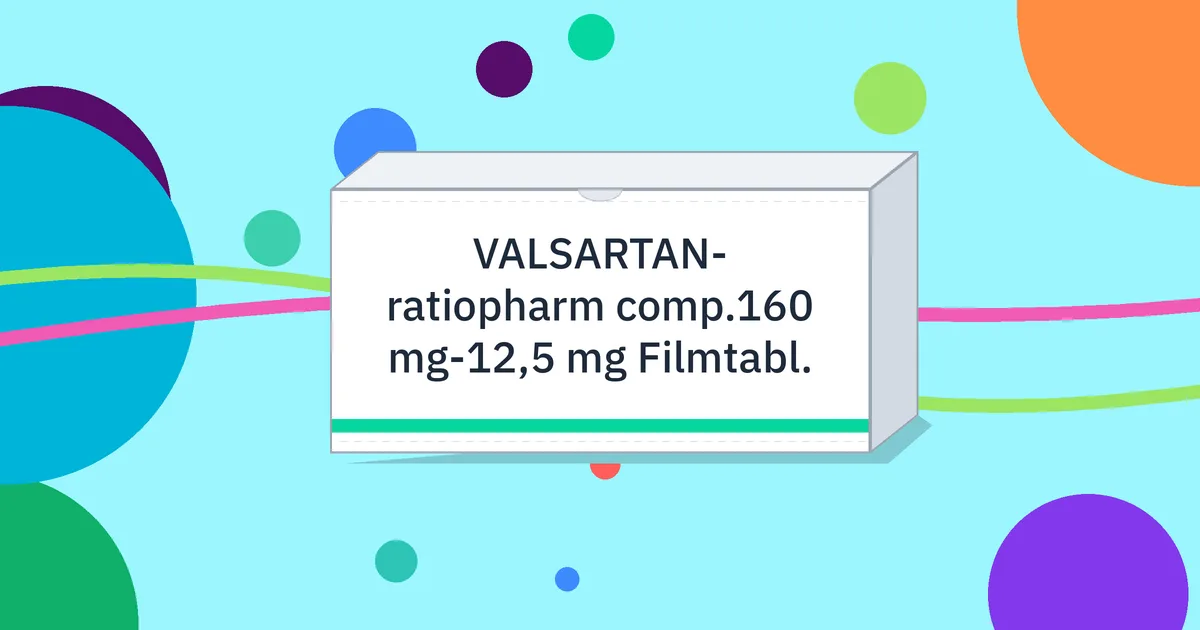 Symbolbild: Packung mit der Aufschrift VALSARTAN-ratiopharm comp.160 mg-12,5 mg Filmtabl. (PZN 06906569) – Verfügbarkeit und Bezug in Apotheken in Frankfurt am Main