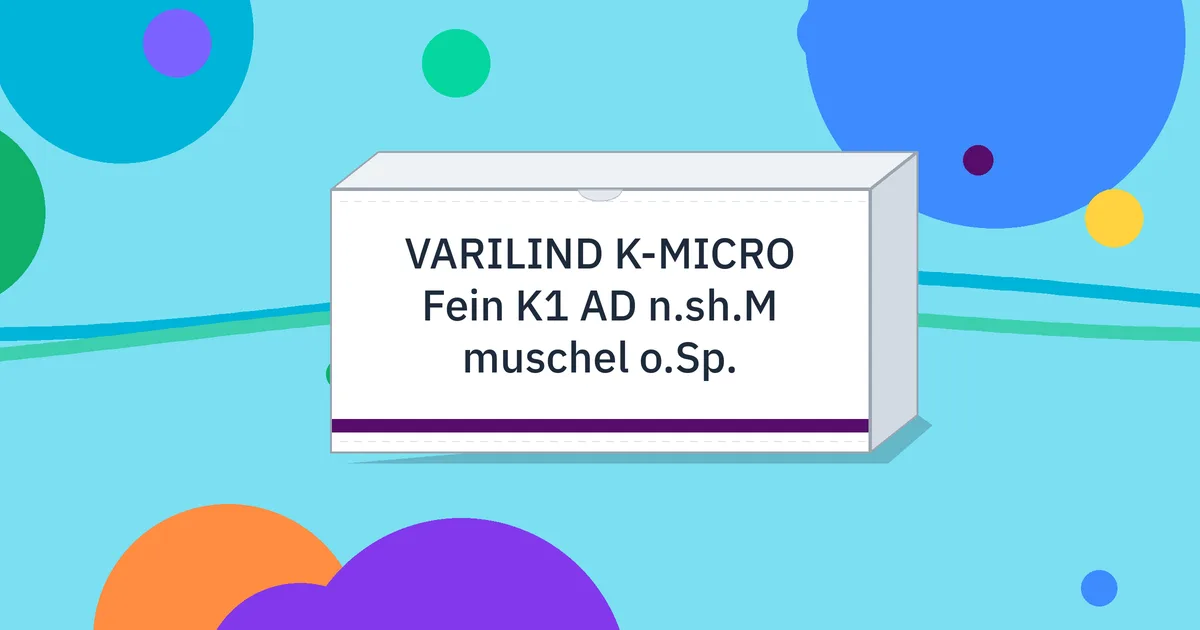 Symbolbild: Packung mit der Aufschrift VARILIND K-MICRO Fein K1 AD n.sh.M muschel o.Sp. (PZN 20558282) – Verfügbarkeit und Bezug in Apotheken in Frankfurt am Main
