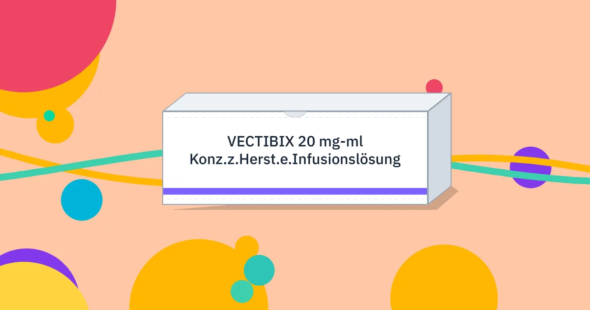 Symbolbild: Packung mit der Aufschrift VECTIBIX 20 mg-ml Konz.z.Herst.e.Infusionslösung (PZN 11379770) – Verfügbarkeit und Bezug in Apotheken in Frankfurt am Main