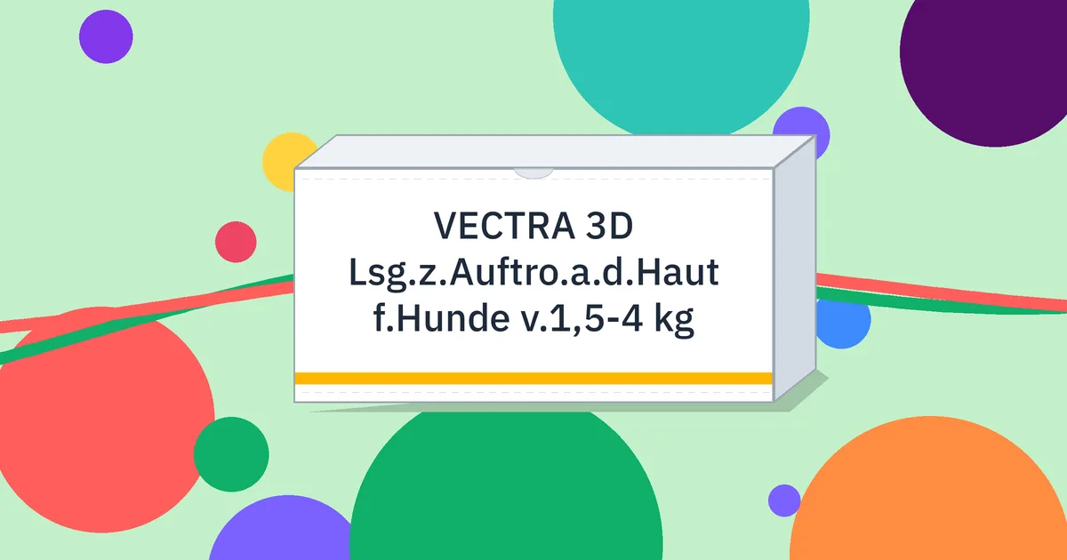 Symbolbild: Packung mit der Aufschrift VECTRA 3D Lsg.z.Auftro.a.d.Haut f.Hunde v.1,5-4 kg (PZN 18910180) – Verfügbarkeit und Bezug in Apotheken in Frankfurt am Main