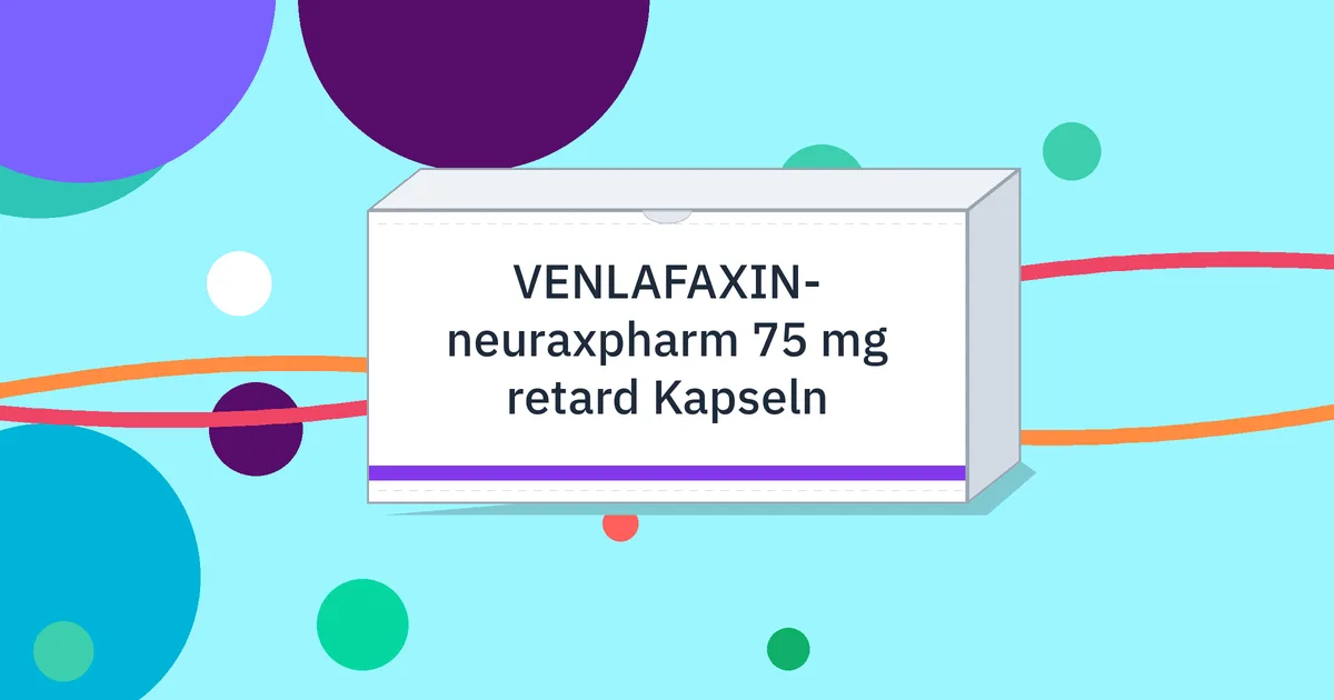 Symbolbild: Packung mit der Aufschrift VENLAFAXIN-neuraxpharm 75 mg retard Kapseln (PZN 05395316) – Verfügbarkeit und Bezug in Apotheken in Frankfurt am Main