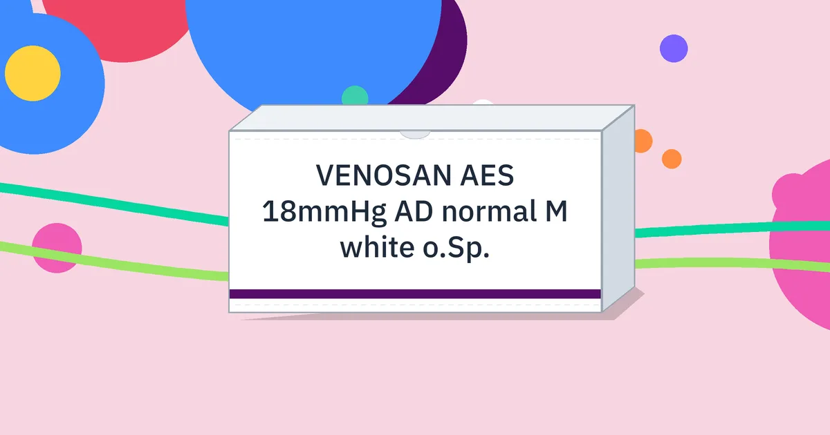 Symbolbild: Packung mit der Aufschrift VENOSAN AES 18mmHg AD normal M white o.Sp. (PZN 15298695) – Verfügbarkeit und Bezug in Apotheken in Frankfurt am Main