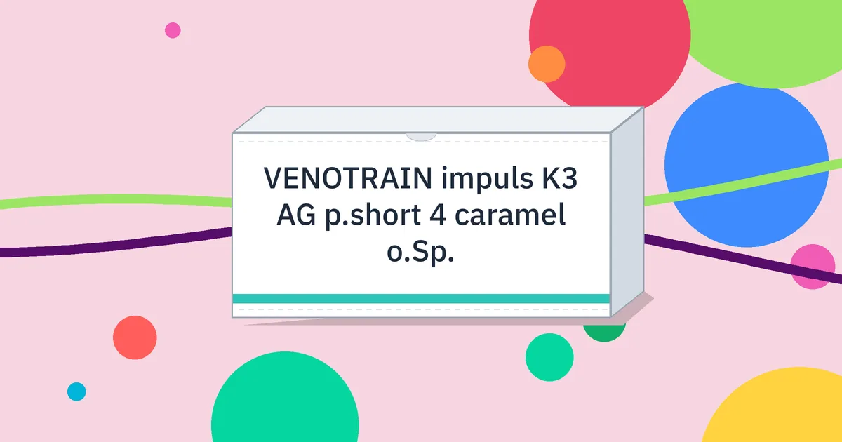Symbolbild: Packung mit der Aufschrift VENOTRAIN impuls K3 AG p.short 4 caramel o.Sp. (PZN 08421356) – Verfügbarkeit und Bezug in Apotheken in Frankfurt am Main