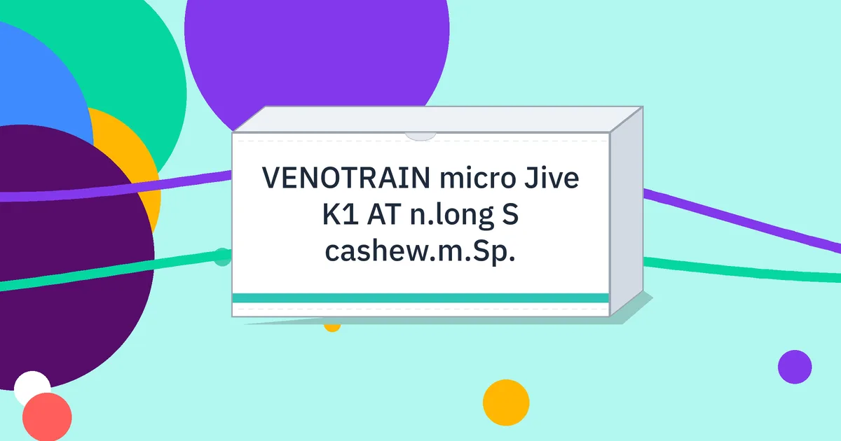 Symbolbild: Packung mit der Aufschrift VENOTRAIN micro Jive K1 AT n.long S cashew.m.Sp. (PZN 20765911) – Verfügbarkeit und Bezug in Apotheken in Frankfurt am Main