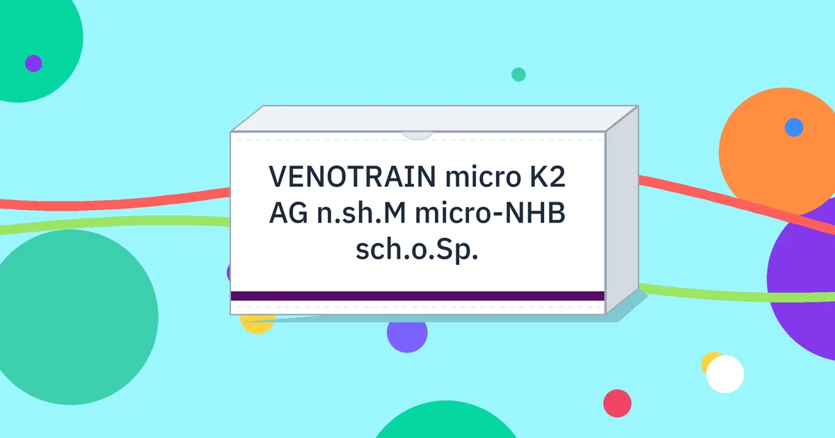 Symbolbild: Packung mit der Aufschrift VENOTRAIN micro K2 AG n.sh.M micro-NHB sch.o.Sp. (PZN 16066662) – Verfügbarkeit und Bezug in Apotheken in Frankfurt am Main