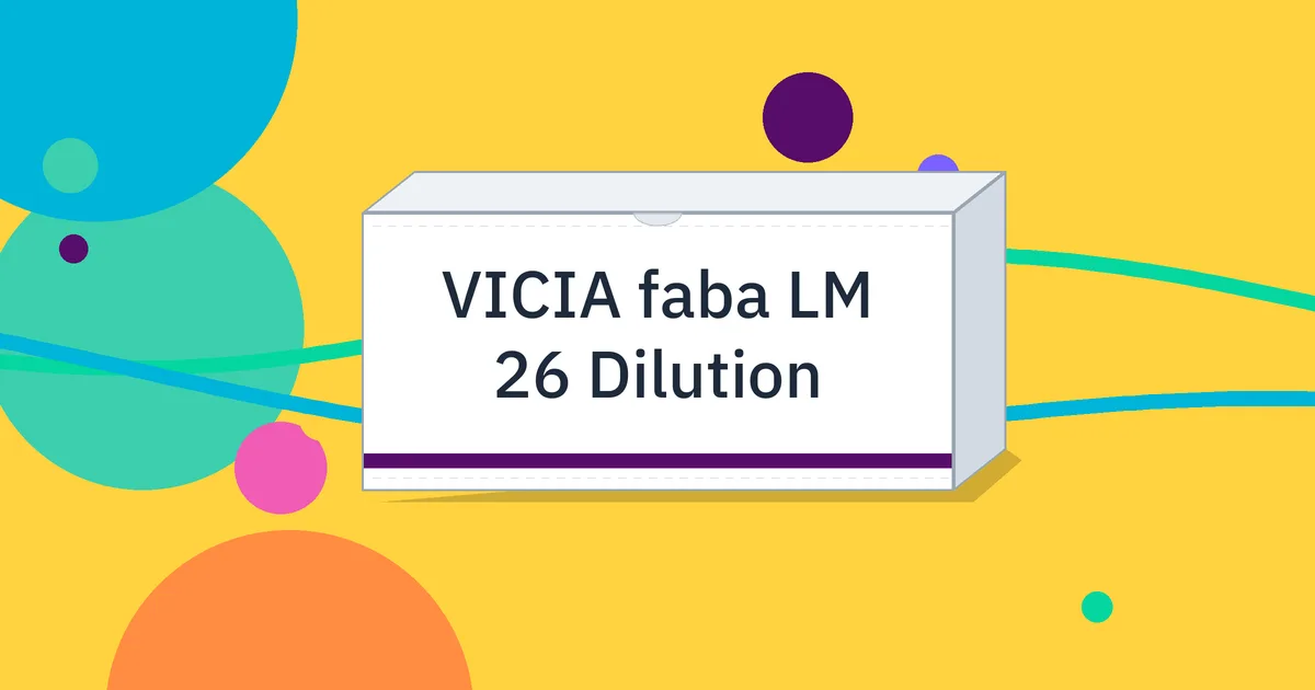 Symbolbild: Packung mit der Aufschrift VICIA faba LM 26 Dilution (PZN 13273076) – Verfügbarkeit und Bezug in Apotheken in Frankfurt am Main
