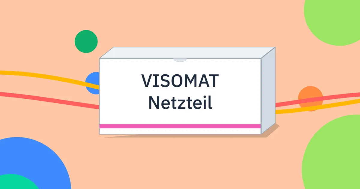 Symbolbild: Packung mit der Aufschrift VISOMAT Netzteil (PZN 11870684) – Verfügbarkeit und Bezug in Apotheken in Frankfurt am Main