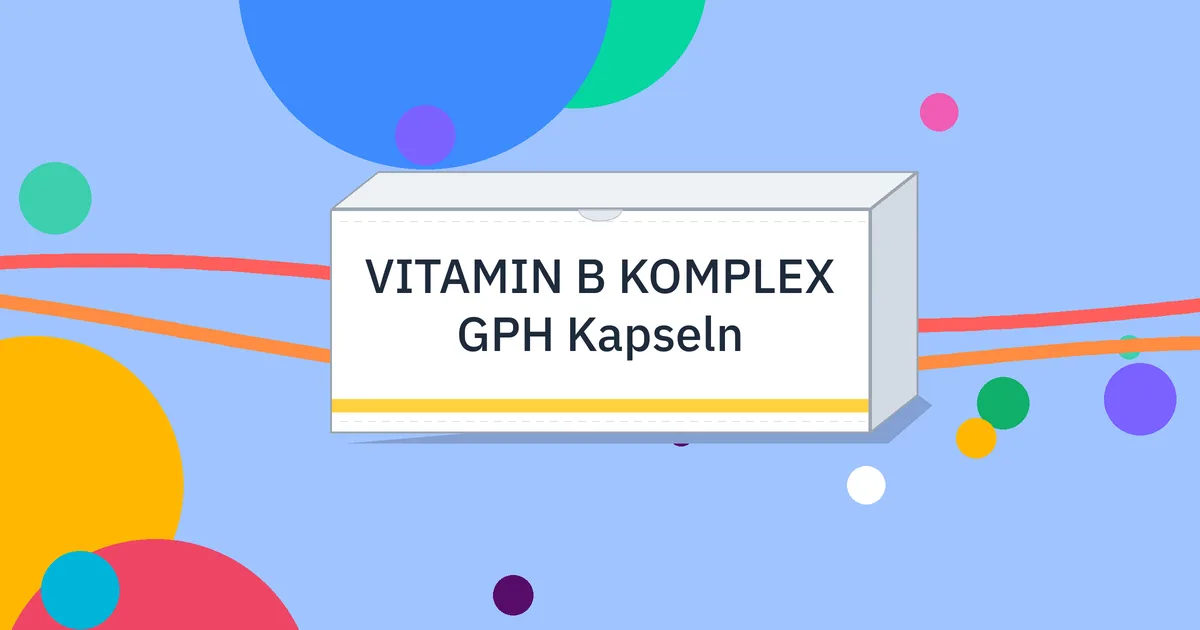 Symbolbild: Packung mit der Aufschrift VITAMIN B KOMPLEX GPH Kapseln (PZN 02562676) – Verfügbarkeit und Bezug in Apotheken in Frankfurt am Main