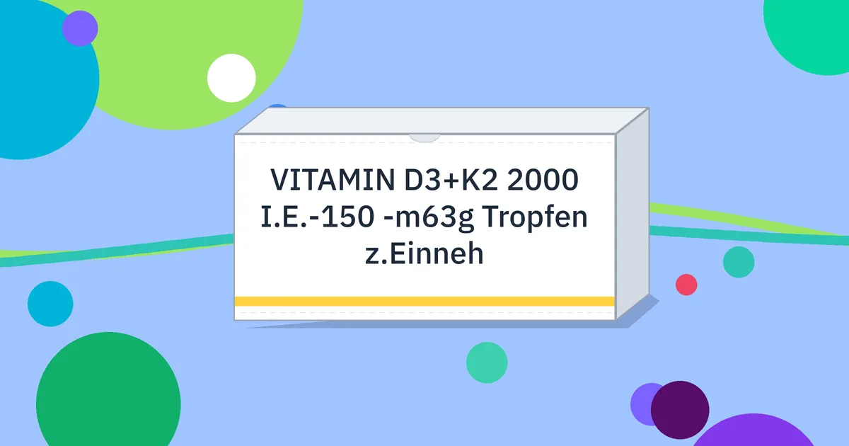 Symbolbild: Packung mit der Aufschrift VITAMIN D3+K2 2000 I.E.-150 -m63g Tropfen z.Einneh (PZN 19463731) – Verfügbarkeit und Bezug in Apotheken in Frankfurt am Main