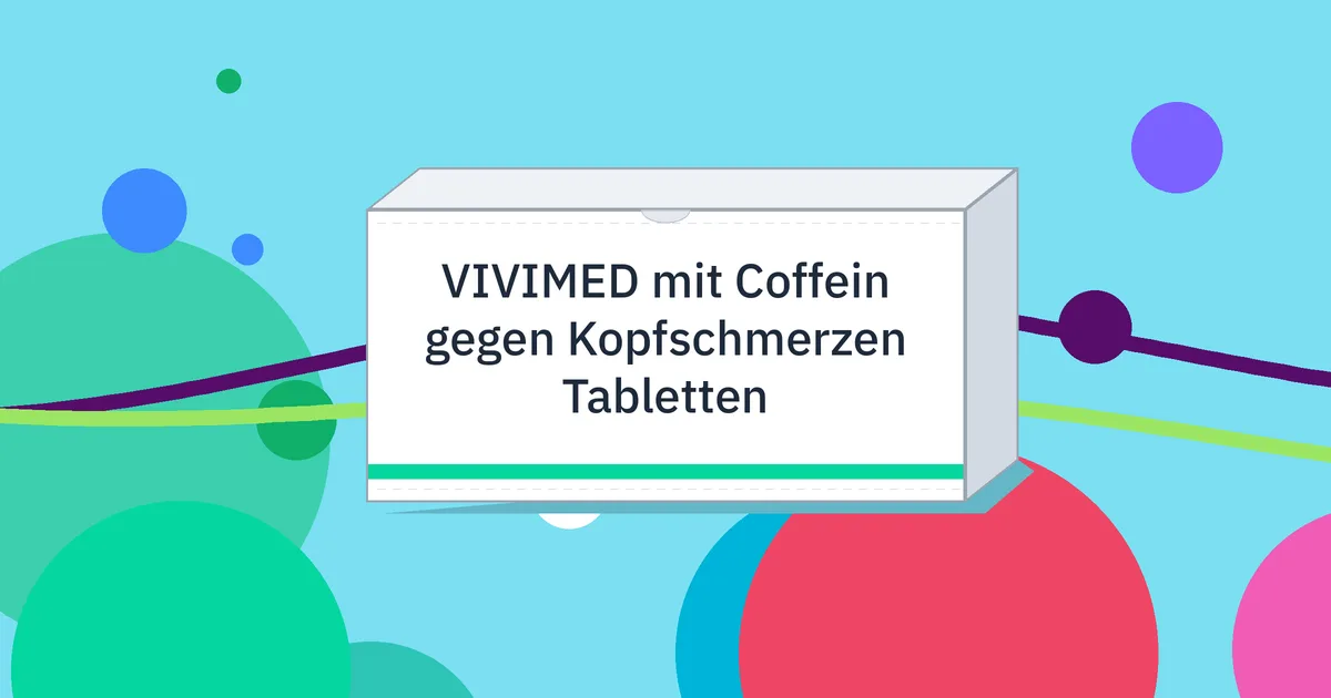 Symbolbild: Packung mit der Aufschrift VIVIMED mit Coffein gegen Kopfschmerzen Tabletten (PZN 00410318) – Verfügbarkeit und Bezug in Apotheken in Frankfurt am Main