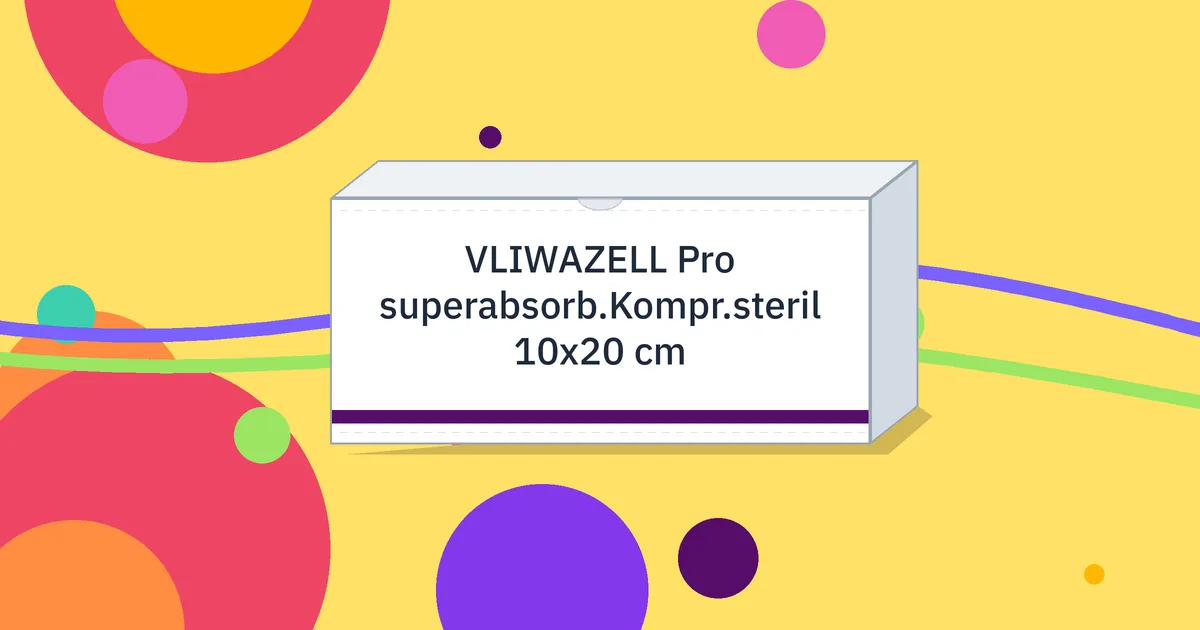 Symbolbild: Packung mit der Aufschrift VLIWAZELL Pro superabsorb.Kompr.steril 10x20 cm (PZN 20544009) – Verfügbarkeit und Bezug in Apotheken in Frankfurt am Main