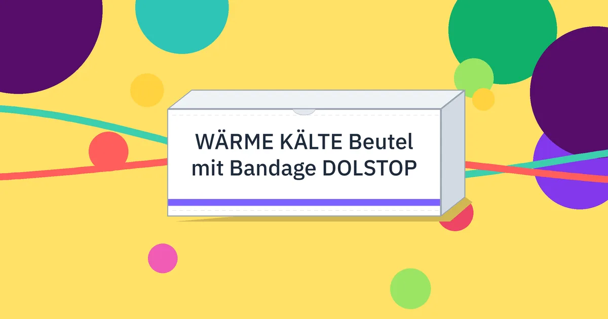 Symbolbild: Packung mit der Aufschrift WÄRME KÄLTE Beutel mit Bandage DOLSTOP (PZN 16501721) – Verfügbarkeit und Bezug in Apotheken in Frankfurt am Main