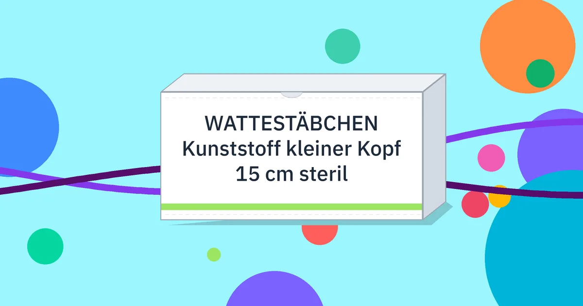 Symbolbild: Packung mit der Aufschrift WATTESTÄBCHEN Kunststoff kleiner Kopf 15 cm steril (PZN 10125292) – Verfügbarkeit und Bezug in Apotheken in Frankfurt am Main