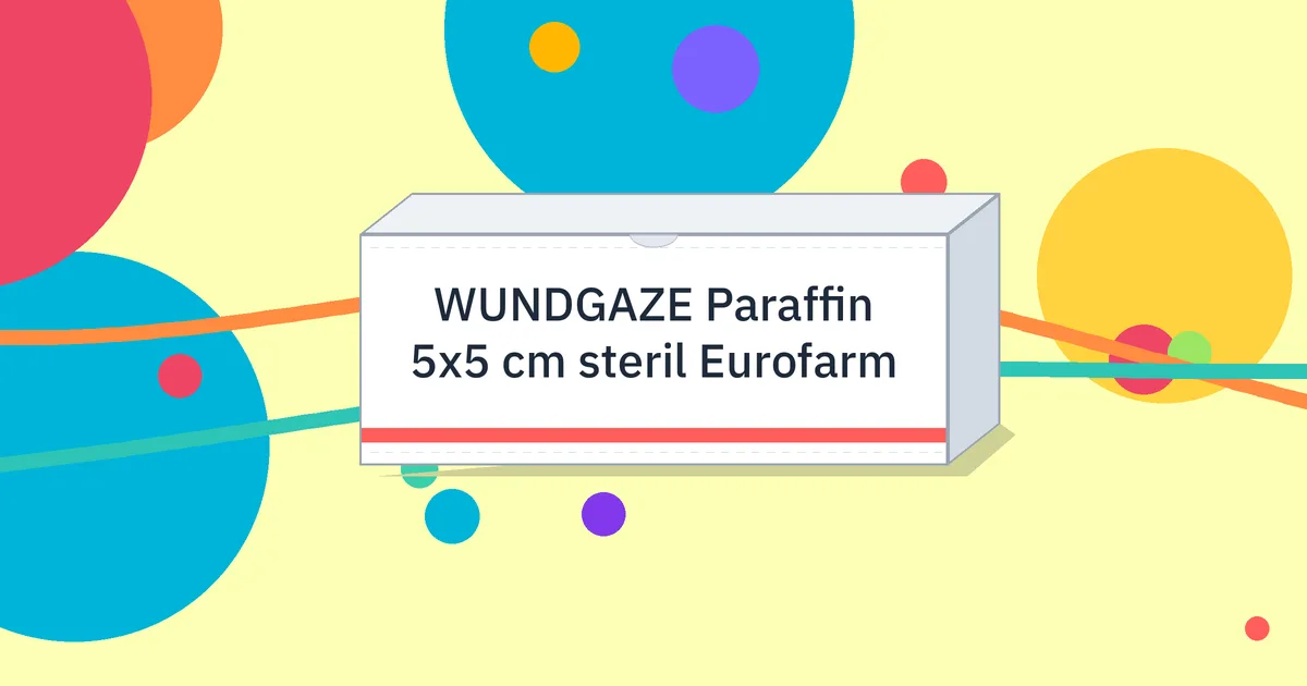 Symbolbild: Packung mit der Aufschrift WUNDGAZE Paraffin 5x5 cm steril Eurofarm (PZN 20717533) – Verfügbarkeit und Bezug in Apotheken in Frankfurt am Main
