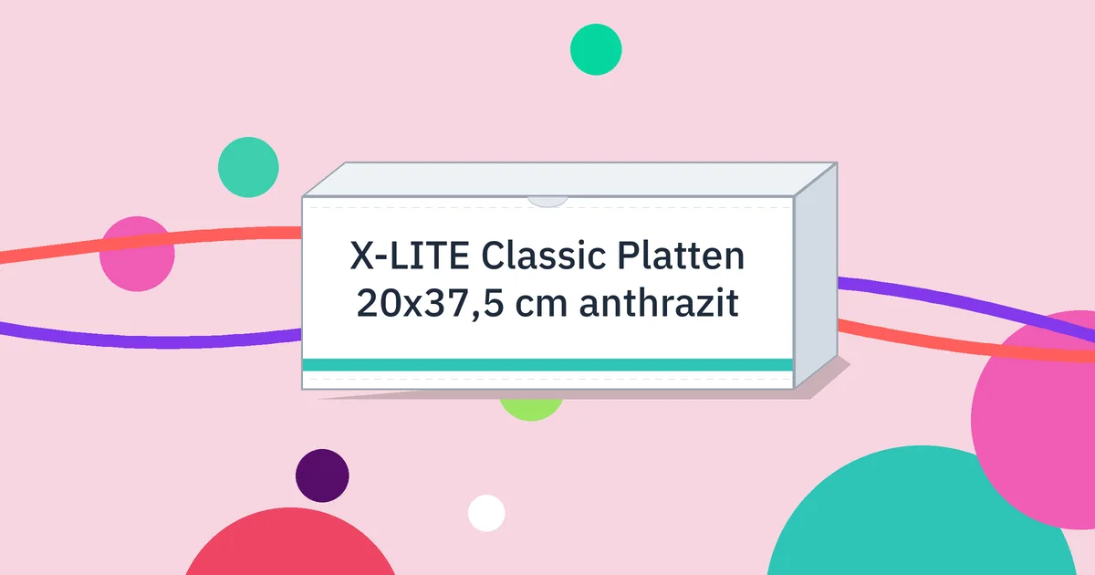 Symbolbild: Packung mit der Aufschrift X-LITE Classic Platten 20x37,5 cm anthrazit (PZN 17823450) – Verfügbarkeit und Bezug in Apotheken in Frankfurt am Main