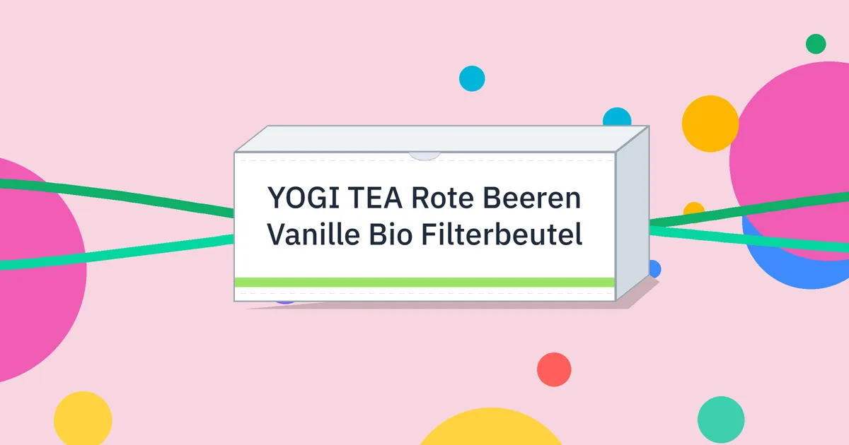 Symbolbild: Packung mit der Aufschrift YOGI TEA Rote Beeren Vanille Bio Filterbeutel (PZN 18470189) – Verfügbarkeit und Bezug in Apotheken in Frankfurt am Main