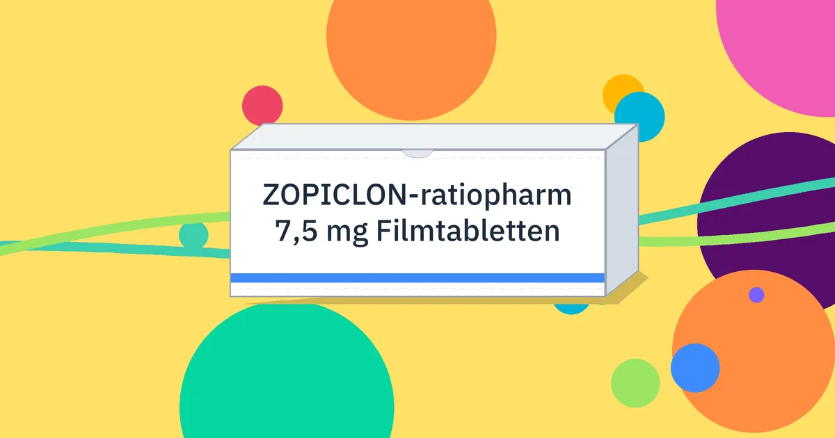 Symbolbild: Packung mit der Aufschrift ZOPICLON-ratiopharm 7,5 mg Filmtabletten (PZN 00574592) – Verfügbarkeit und Bezug in Apotheken in Frankfurt am Main