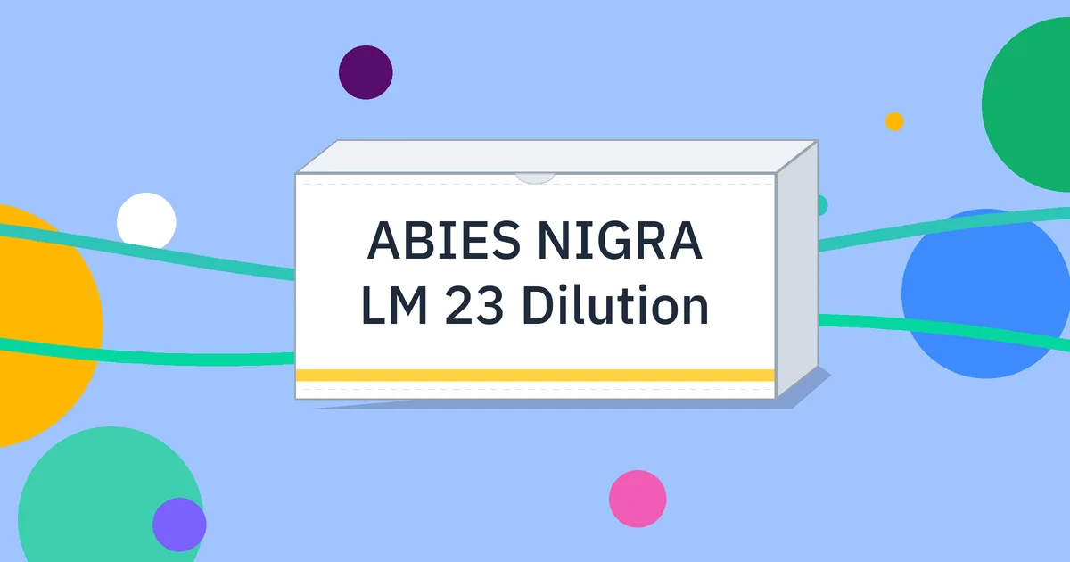 Symbolbild: Packung mit der Aufschrift ABIES NIGRA LM 23 Dilution (PZN 13260694) – Verfügbarkeit und Bezug in Apotheken in Frankfurt am Main