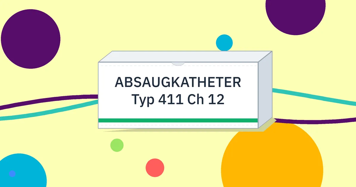 Symbolbild: Packung mit der Aufschrift ABSAUGKATHETER Typ 411 Ch 12 (PZN 07489085) – Verfügbarkeit und Bezug in Apotheken in Frankfurt am Main