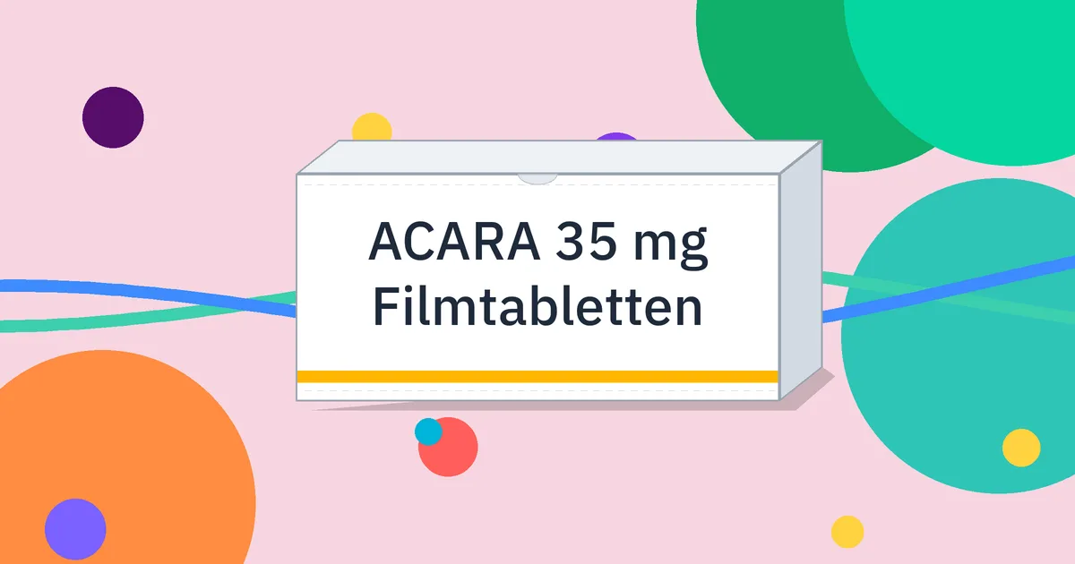 Symbolbild: Packung mit der Aufschrift ACARA 35 mg Filmtabletten (PZN 09674013) – Verfügbarkeit und Bezug in Apotheken in Frankfurt am Main