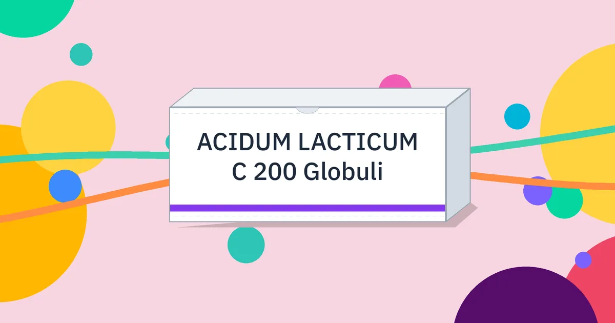 Symbolbild: Packung mit der Aufschrift ACIDUM LACTICUM C 200 Globuli (PZN 16695464) – Verfügbarkeit und Bezug in Apotheken in Frankfurt am Main