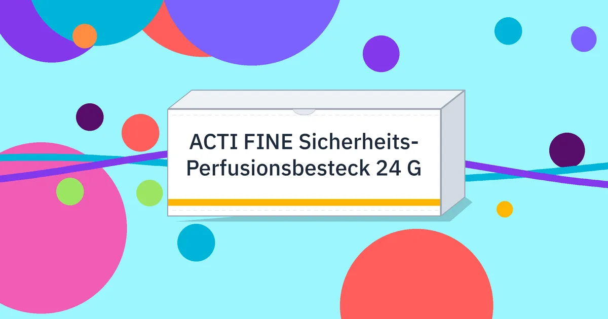 Symbolbild: Packung mit der Aufschrift ACTI FINE Sicherheits-Perfusionsbesteck 24 G (PZN 12668789) – Verfügbarkeit und Bezug in Apotheken in Frankfurt am Main