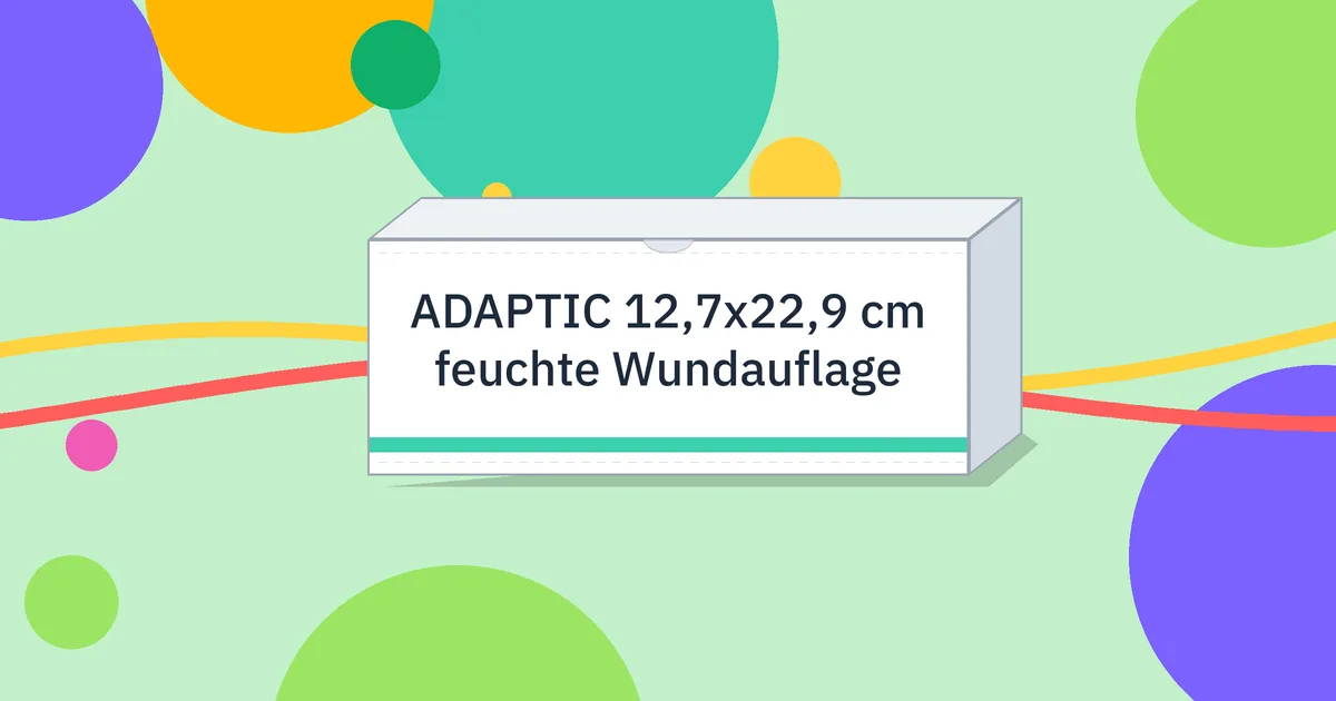 Symbolbild: Packung mit der Aufschrift ADAPTIC 12,7x22,9 cm feuchte Wundauflage (PZN 20398306) – Verfügbarkeit und Bezug in Apotheken in Frankfurt am Main