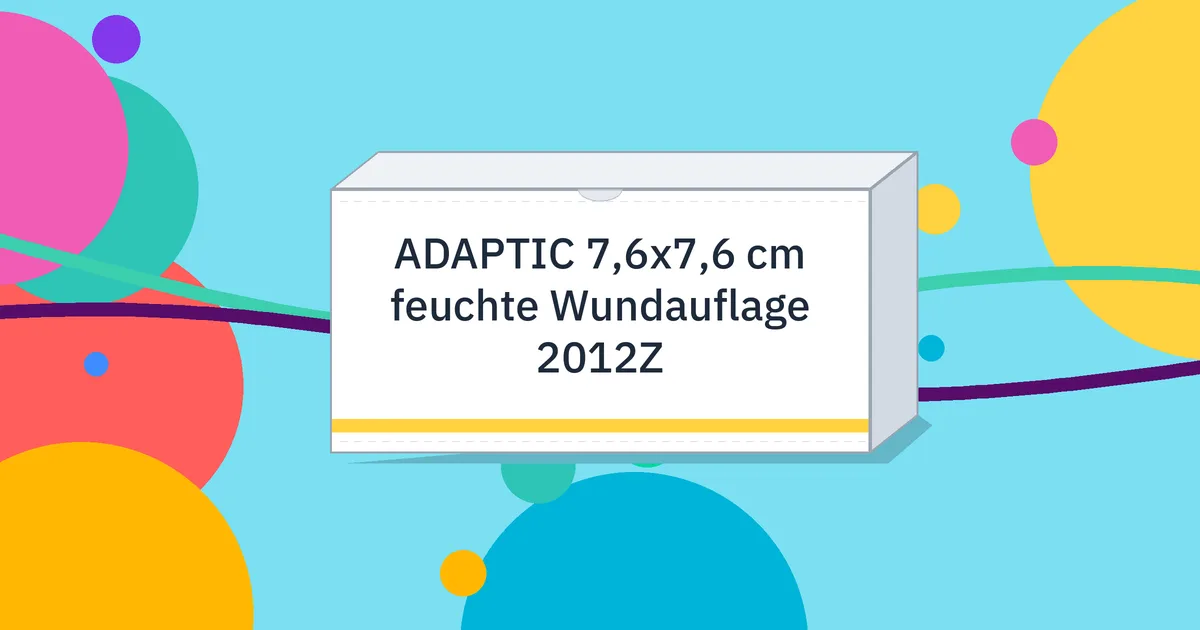 Symbolbild: Packung mit der Aufschrift ADAPTIC 7,6x7,6 cm feuchte Wundauflage 2012Z (PZN 01228159) – Verfügbarkeit und Bezug in Apotheken in Frankfurt am Main