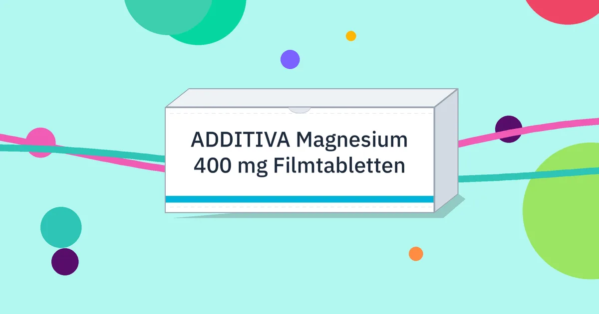 Symbolbild: Packung mit der Aufschrift ADDITIVA Magnesium 400 mg Filmtabletten (PZN 06139331) – Verfügbarkeit und Bezug in Apotheken in Frankfurt am Main
