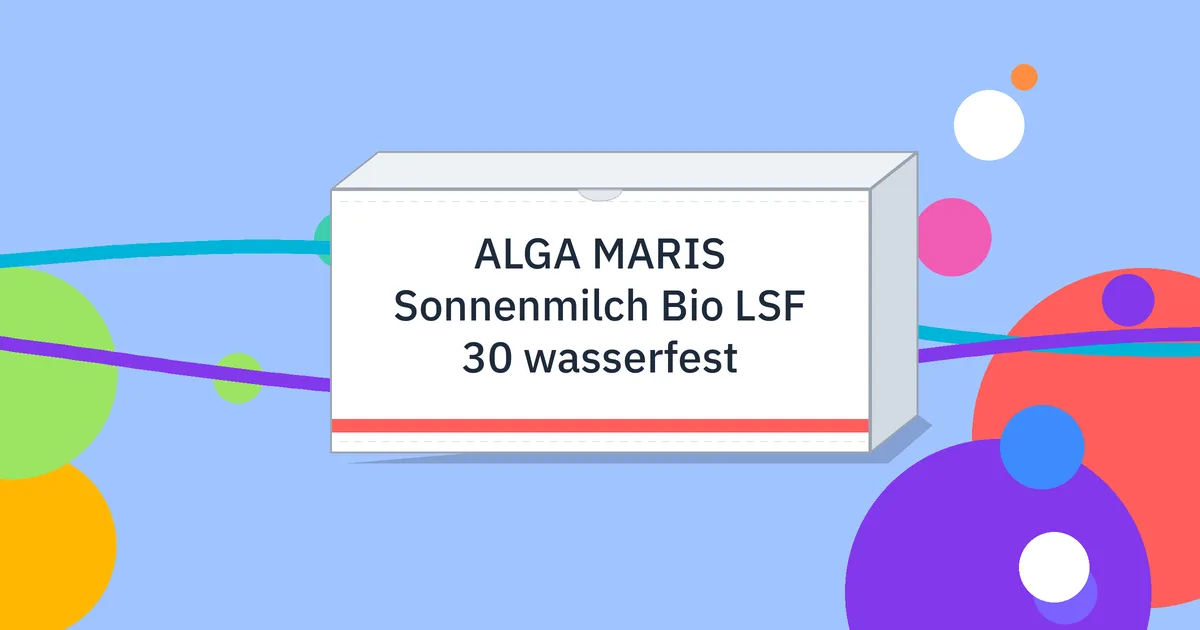Symbolbild: Packung mit der Aufschrift ALGA MARIS Sonnenmilch Bio LSF 30 wasserfest (PZN 16122900) – Verfügbarkeit und Bezug in Apotheken in Frankfurt am Main