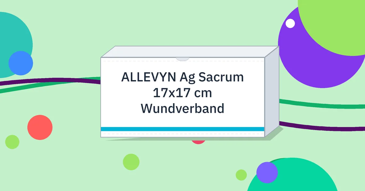 Symbolbild: Packung mit der Aufschrift ALLEVYN Ag Sacrum 17x17 cm Wundverband (PZN 10973270) – Verfügbarkeit und Bezug in Apotheken in Frankfurt am Main