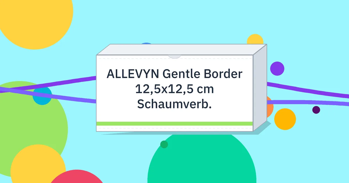 Symbolbild: Packung mit der Aufschrift ALLEVYN Gentle Border 12,5x12,5 cm Schaumverb. (PZN 13813905) – Verfügbarkeit und Bezug in Apotheken in Frankfurt am Main
