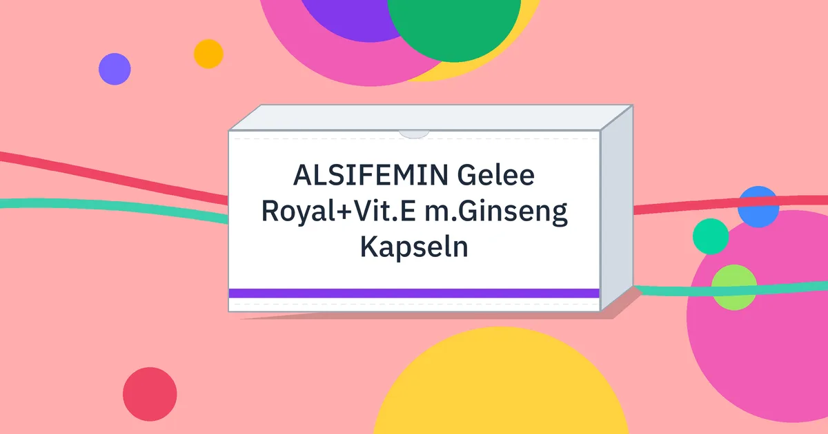Symbolbild: Packung mit der Aufschrift ALSIFEMIN Gelee Royal+Vit.E m.Ginseng Kapseln (PZN 02201292) – Verfügbarkeit und Bezug in Apotheken in Frankfurt am Main
