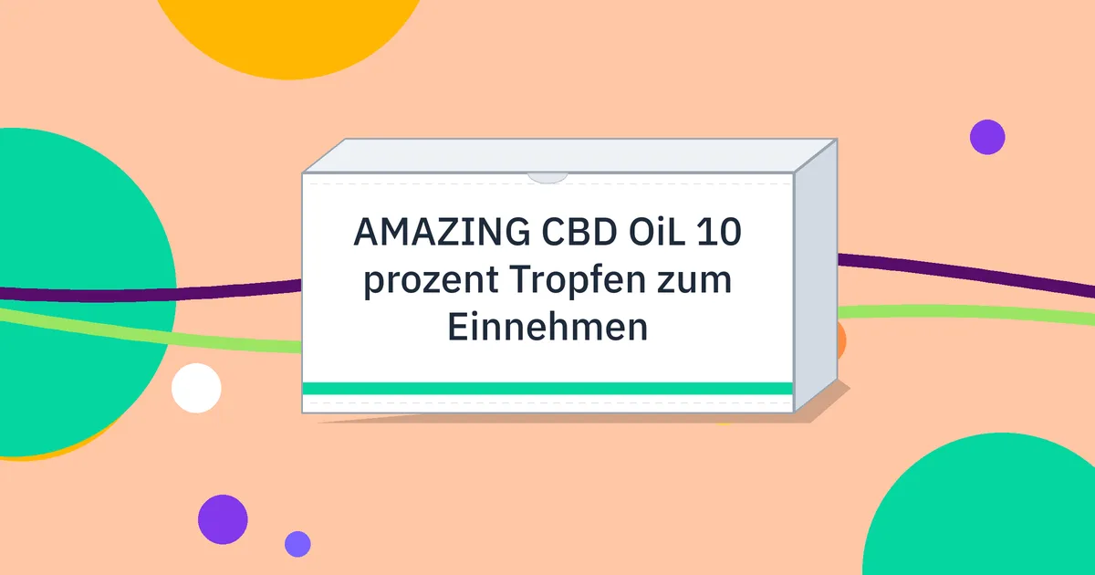 Symbolbild: Packung mit der Aufschrift AMAZING CBD OiL 10 prozent Tropfen zum Einnehmen (PZN 20102381) – Verfügbarkeit und Bezug in Apotheken in Frankfurt am Main