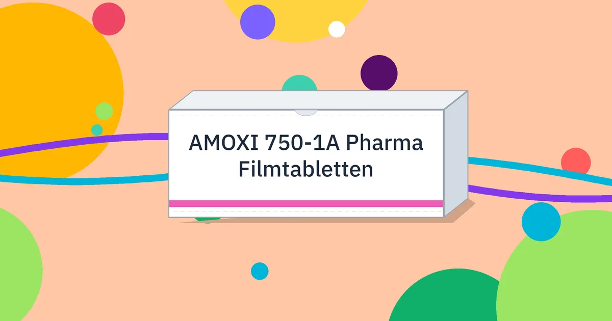 Symbolbild: Packung mit der Aufschrift AMOXI 750-1A Pharma Filmtabletten (PZN 00658774) – Verfügbarkeit und Bezug in Apotheken in Frankfurt am Main