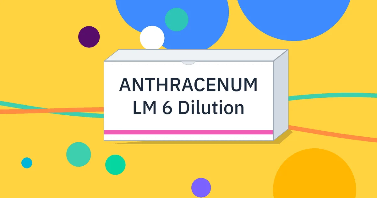 Symbolbild: Packung mit der Aufschrift ANTHRACENUM LM 6 Dilution (PZN 13370201) – Verfügbarkeit und Bezug in Apotheken in Frankfurt am Main