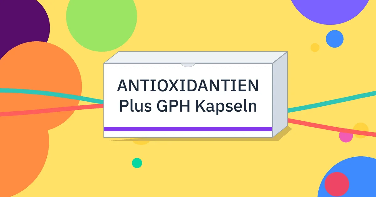 Symbolbild: Packung mit der Aufschrift ANTIOXIDANTIEN Plus GPH Kapseln (PZN 09681562) – Verfügbarkeit und Bezug in Apotheken in Frankfurt am Main