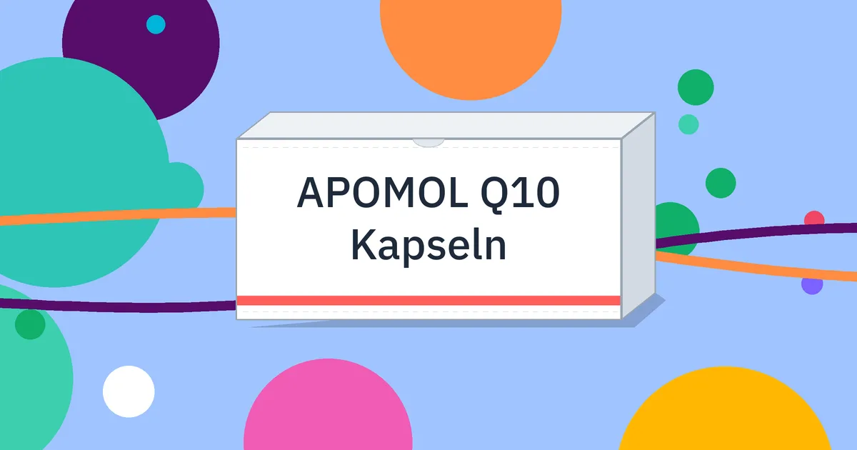 Symbolbild: Packung mit der Aufschrift APOMOL Q10 Kapseln (PZN 19422726) – Verfügbarkeit und Bezug in Apotheken in Frankfurt am Main