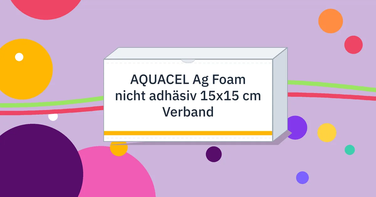 Symbolbild: Packung mit der Aufschrift AQUACEL Ag Foam nicht adhäsiv 15x15 cm Verband (PZN 09060647) – Verfügbarkeit und Bezug in Apotheken in Frankfurt am Main